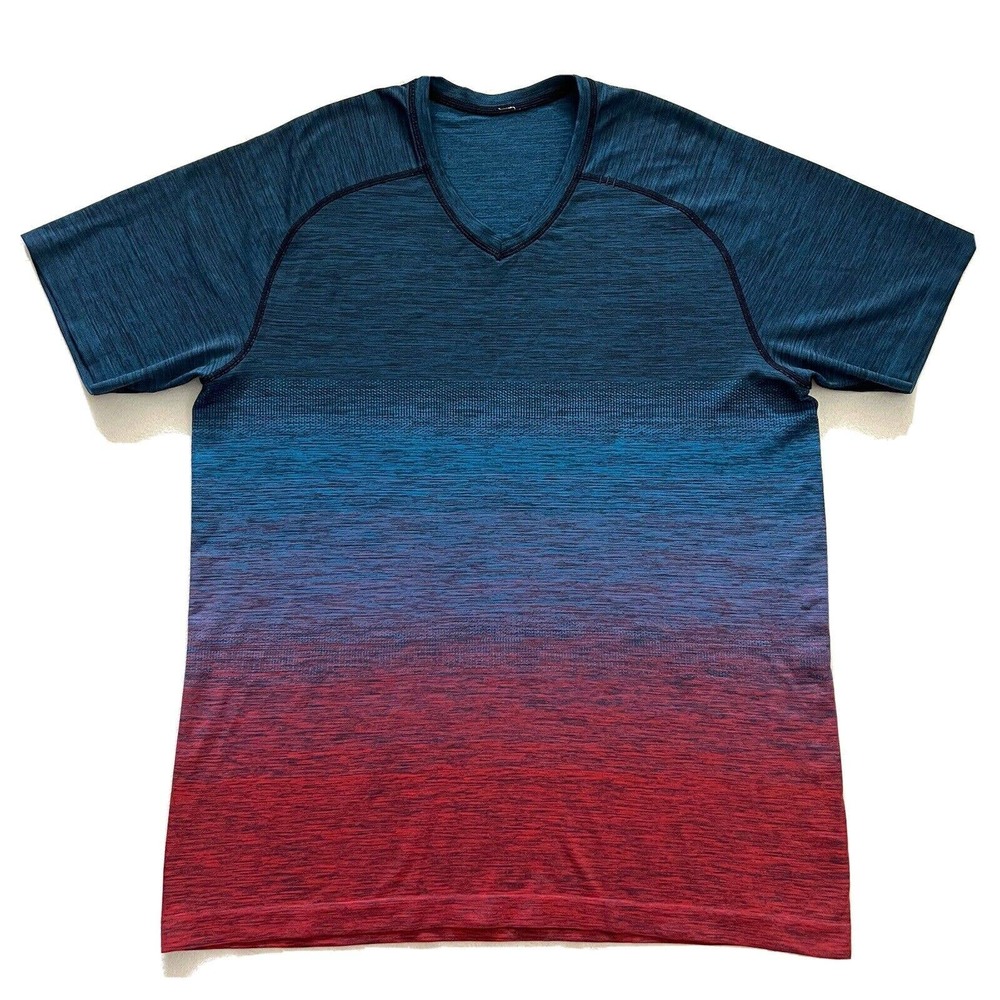 Lululemon Deep Navy Blue Red Ombre Metal Vent Tech Sh… - Gem